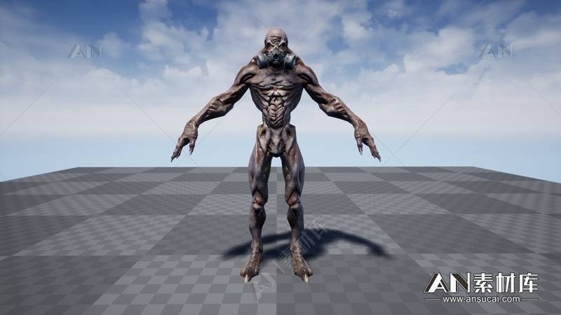 基因突变面罩僵尸丧尸怪物游戏角色含动画虚幻4ue4mutantmask An素材库