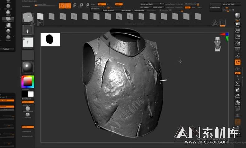 ZBrush笔刷-金属破损zb金属做旧zb金属战损磨损细节雕刻zb-AN素材库