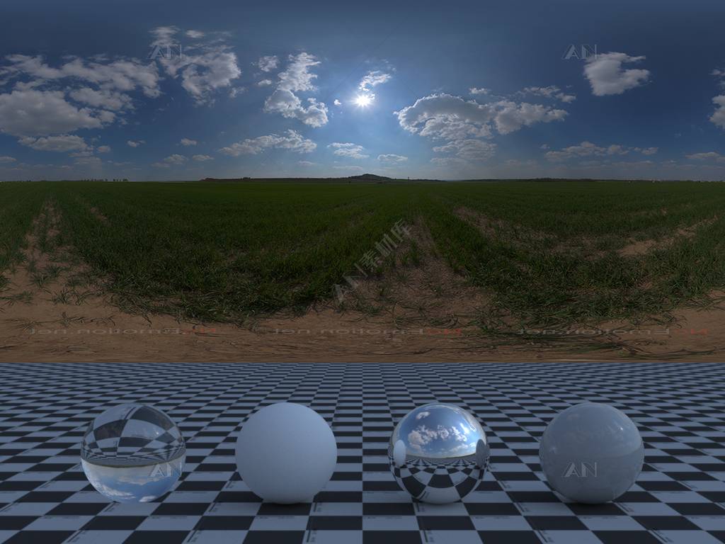 精选全景环境光贴图地平线草地素材15K超大尺寸hdr全景天空HDRI-AN素材库
