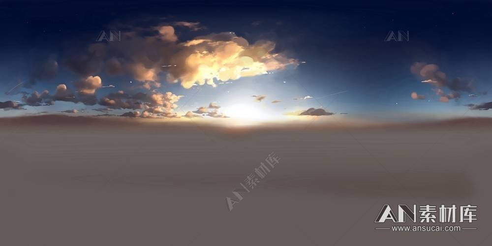 卡通HDR素材hdri全景天空二次元全景环境光HDR格式纯手绘云彩-AN素材库