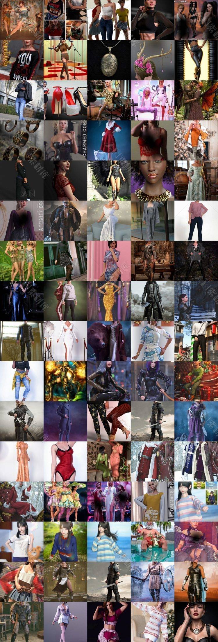 DAZ Studio G9 素材合集 人物服装头发模型姿势材质道具 打包合集-AN素材库